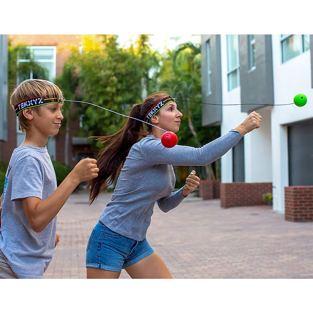 TEKXYZ Boxing Ball Family Pack, 2 Adjustable Headbands + 2 Novice Balls + 1 Veteran Ball + 1 Boxer Ball and More