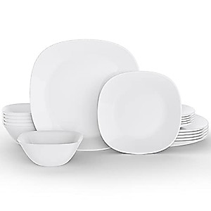 Dinnerware Set, MEKY 18-piece Opal Dishes Sets Service for 6|11" Plates|6" Bowl Sets | Dish Sets-Square