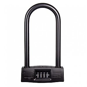 MGUOTP U-Locks Bicycles U Lock Heavy Duty 4-Digit Resettable Bicycle U-Lock Security Anti-Theft PVC Coated Hardened Steel Bike Lock for Bicycle, Red (Color : Black)