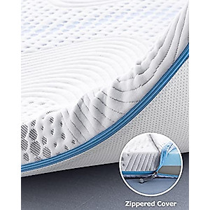 BedStory 4 Inch Mattress Topper Full Size, Gel & Bamboo Charcoal Infused Memory Foam Bed Toppers with Removable Cover, High Density Memory Foam