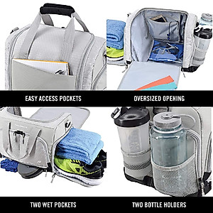Ultimate Gym Bag 2.0: The Durable Crowdsource Designed Duffel Bag with 10 Optimal Compartments Including Water Resistant Pouch, Silver, Medium (20")