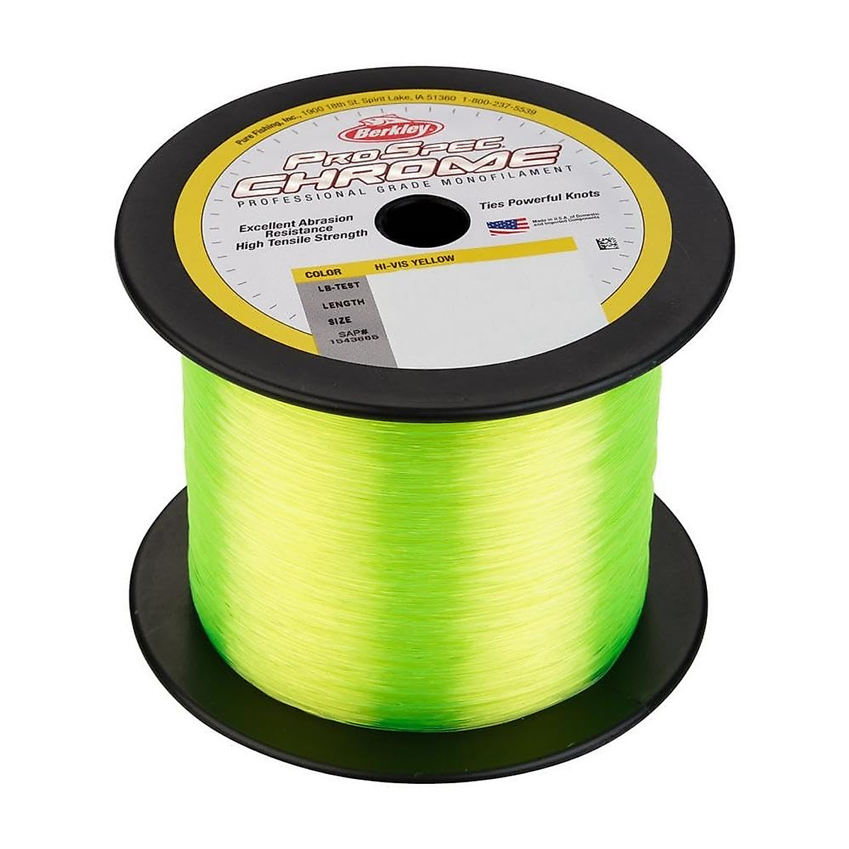 Berkley ProSpec® Chrome, Hi-Vis Yellow, 20lb | 9kg, 3000yd | 2743m Monofilament Fishing Line, Suitable for Saltwater Environments