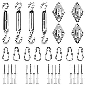 HOMPER M6 Awning Attachment Set, Heavy Duty Sun Shade Sail Stainless Steel Hardware Kit for Garden Triangle and Square, Rectangle, Sun Shade Sail Fixing Accessories
