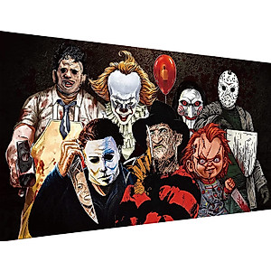 KYOQFVN Halloween Diamond Painting Kits for Adults,5D Full Round Diamond Halloween Clown Diamond Art Kit, Large Dots Diamond Painting for Beginners, DIY Beads for Home Wall Decor, 27.5" x 15"