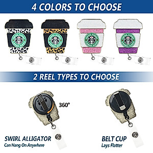 Badge Reel Retractable for Nurses, Nursing Badge Reel with Belt Clip or Alligator Clip for Nursing Student, Doctors and RN, Perfect Nurse Grad Gift, Cute Coffee Scrub Heart Pattern