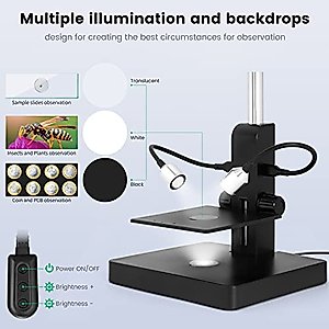 JOYALENS JL249PS 3 Lenses 10 Inch HDMI LCD Digital Microscope, UHD 4000× 24MP Biological Microscope with Prepared Slides, Coin Microscope for Full-Size Coins Error Coins, PC/TV Compatible, 32G Card