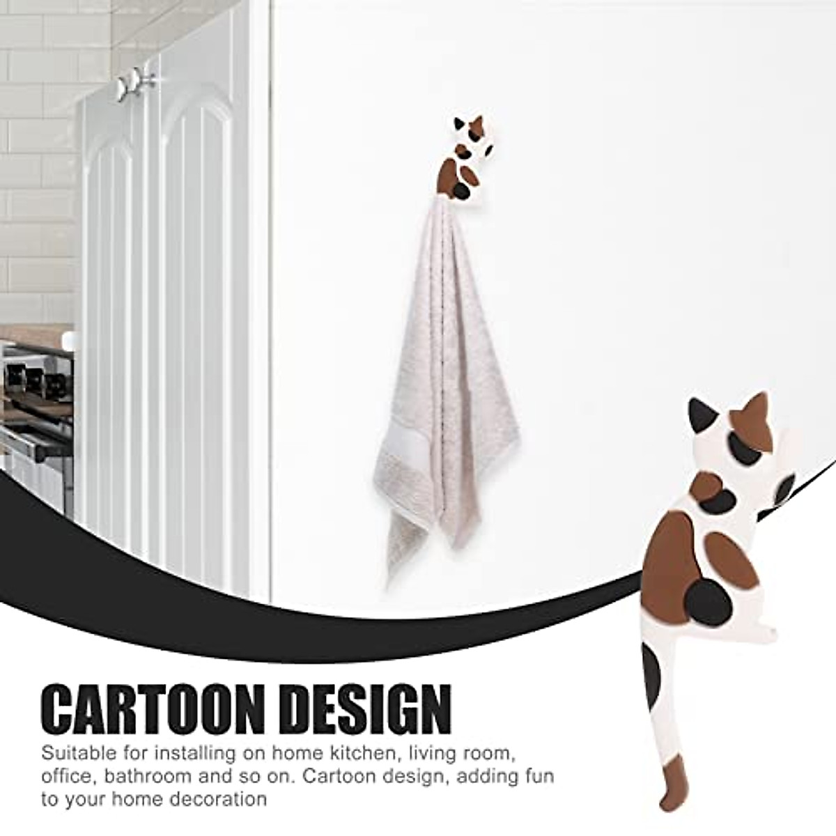 OUNONA 5pcs Cute Cat Wall Hooks Magnetic Refrigerator Hooks Set Fridge Magnet Hanging Hook Sticker Door Whiteboard Animal Key Holders for Home Office Decorations