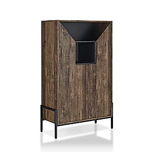 ioHOMES Charles Rustic Shoe Cabinet with 4 Enclosed Shelves, 3 Storage Cubbies and 3 Adjustable Panels, Reclaimed Oak