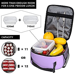 TEIKKIOP Lavender Purple Lunch Bag for School Office Washable Thermal Picnic Box for Kids Girls Women Adults Reusable Insulated Cooler Meal Pail