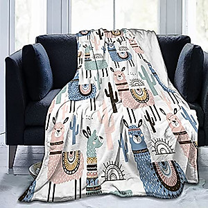 Llama and Cactuses Throw Blanket Warm Ultra-Soft Micro Fleece Blanket for Bed Couch Living Room Decoration