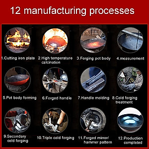 Chinese Iron Pot,Multipurpose Iron Woks,Stir-Fry Pan,Hand Forged No Coating Non-stick Pot,Wok,Suitable for gas stoves, Electric Hot Stoves,wood stoves, etc (Diameter 36cm/14.17in)