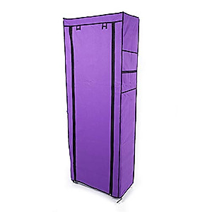 Shoe Rack Storage Organizer Cabinet Nonwoven Fabric Cover 10-Tiers 9-Compartment (Purple)