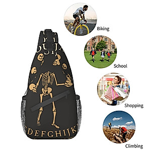 SWEET TANG Mens Sling Bag Shoulder Backpacks Spirit Board With Skeletons Chest Bags, Anti Theft Crossbody Bag Multi Purpose Daypacks for Hiking Sports, for Teens