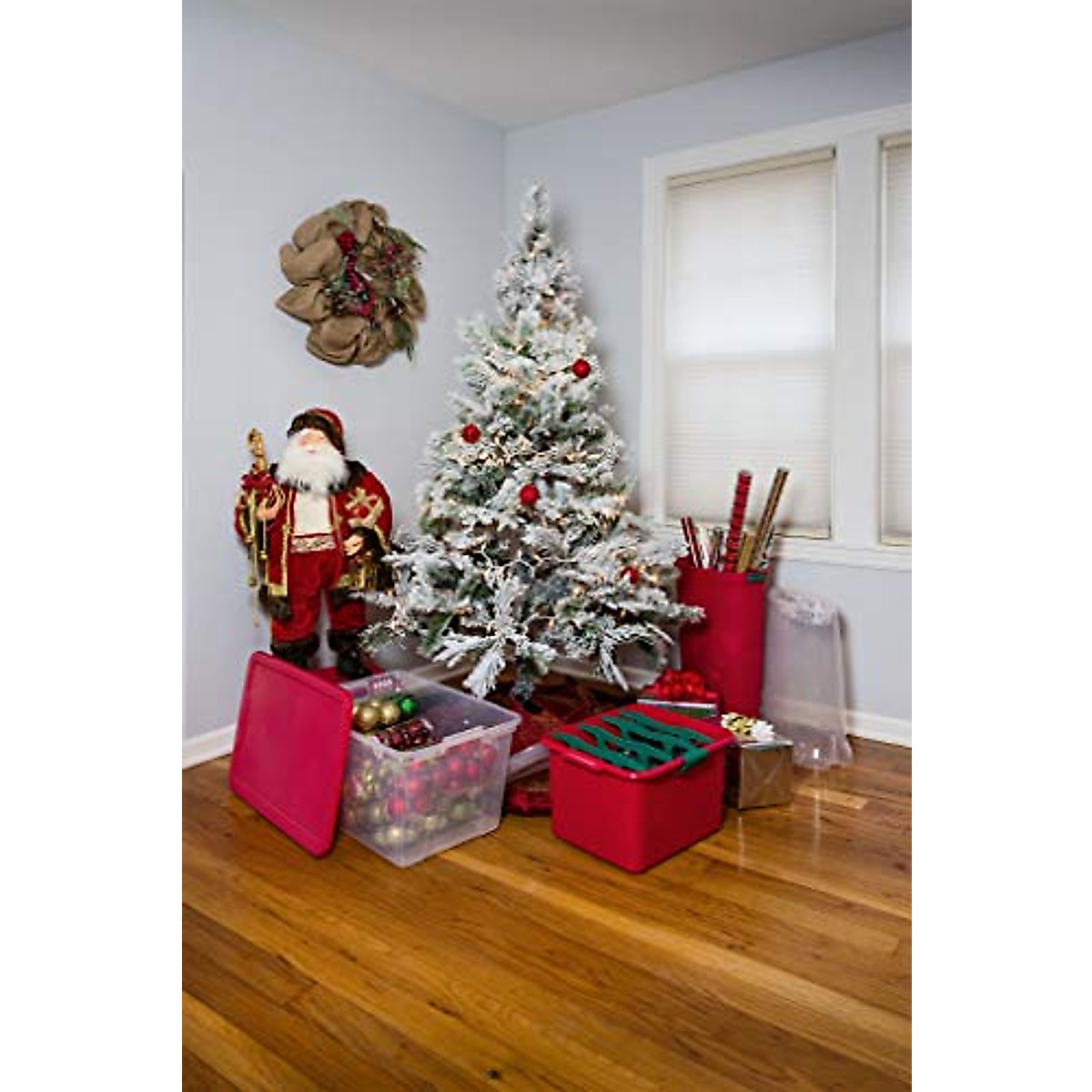 HOMZ 7875RBGLDC.02 Light Organizer Holiday Plastic Storage Container, 2 Pack, Red and Green, 2 Sets