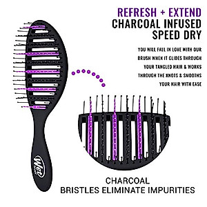 Wet Brush Refresh and Extend Speed Dry Black Detangling Hair Brush -Vented Design and Ultra Soft HeatFlex Bristles Are Blow Dry Safe -Removes Dirt Excess Oils and Impurities-Charcoal Infused Bristles