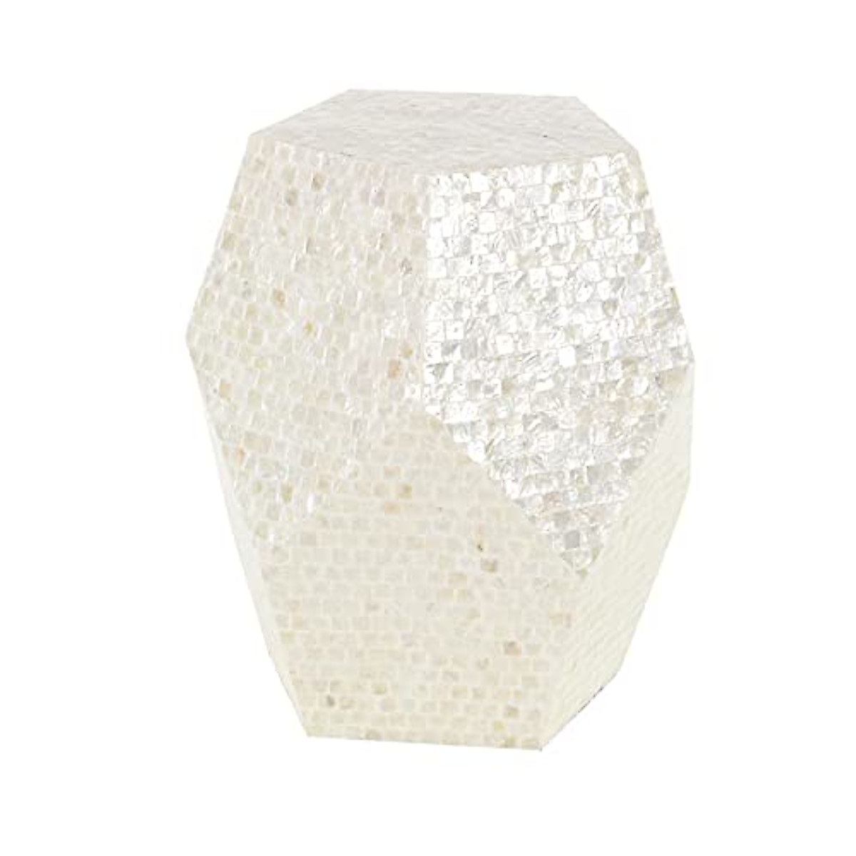 Deco 79 Mother of Pearl Shell Handmade Side End Accent Table End Table, Side Table 16" x 16" x 19", Cream