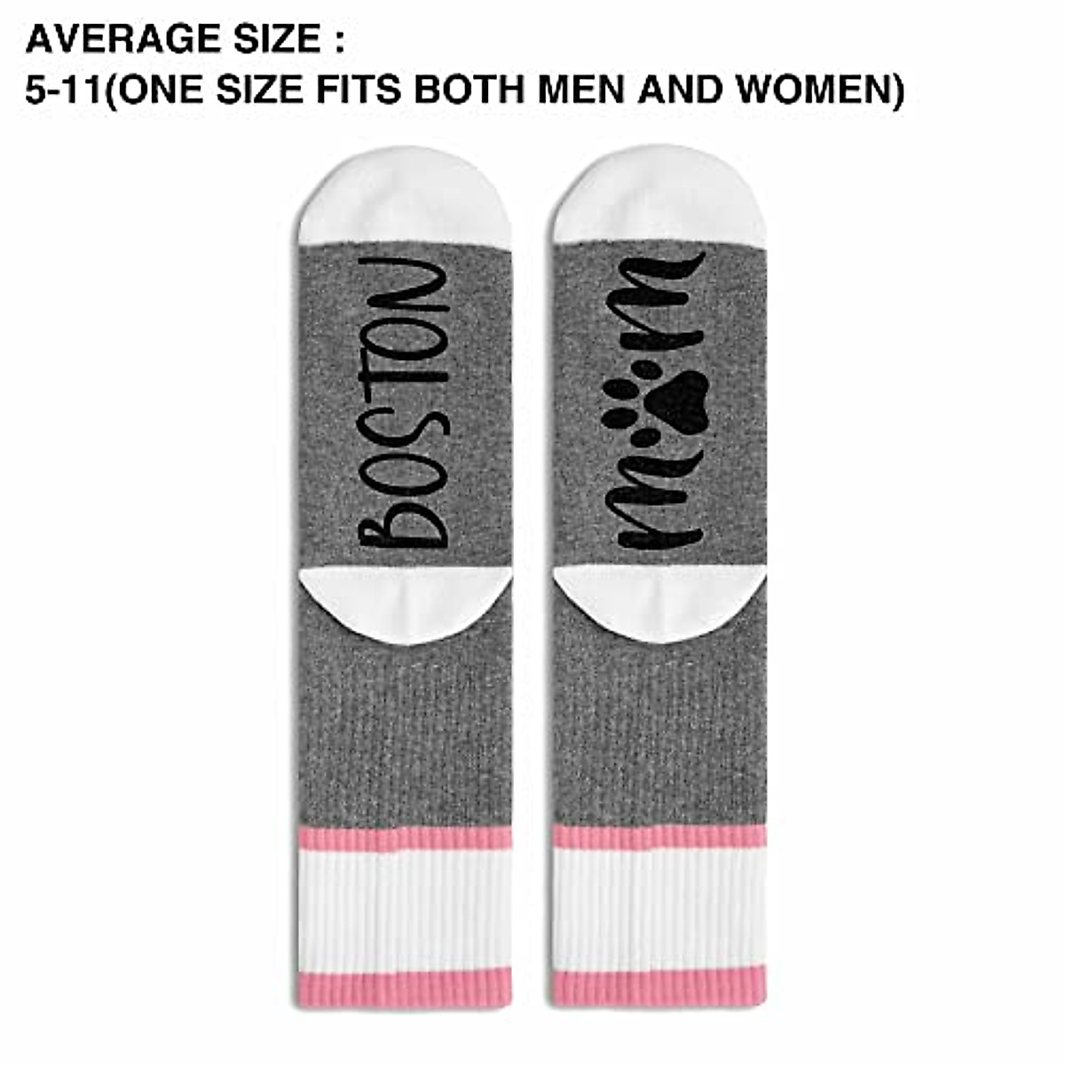 Boston Mom Socks (1 Pair), Dog Mom Socks, Dog Lover Gift, Casual Novelty Christmas Mom Birthday Gifts -042