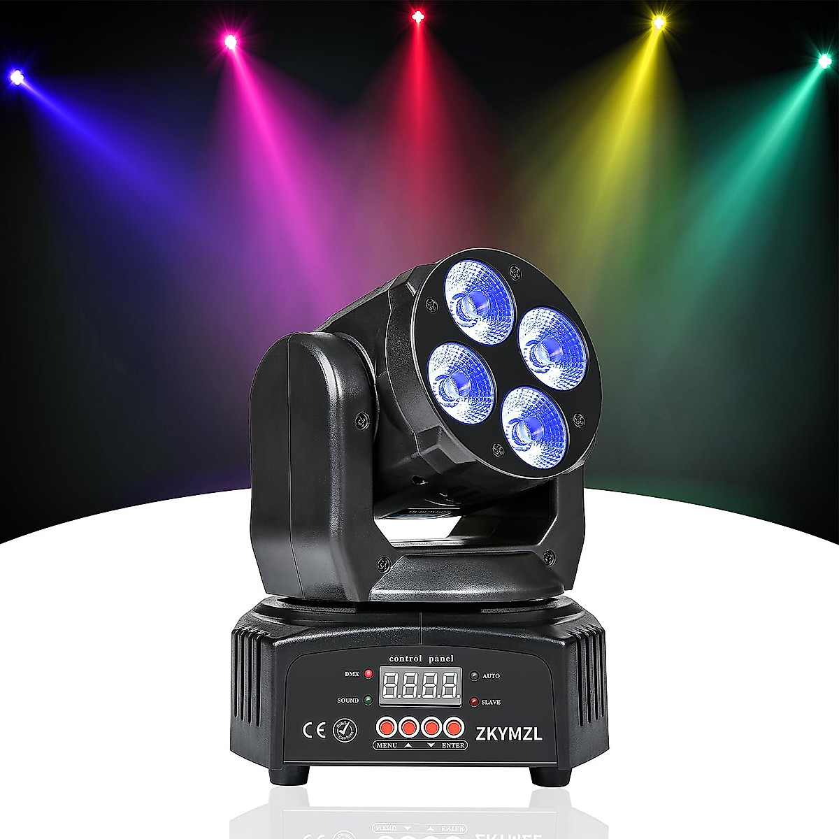 ZKYMZL RGBWA/UV 6 in 1 LED Light Mini 50W Wash Rotating Light Moving Head Stage Effect Light with DMX for Disco KTV Club Party.