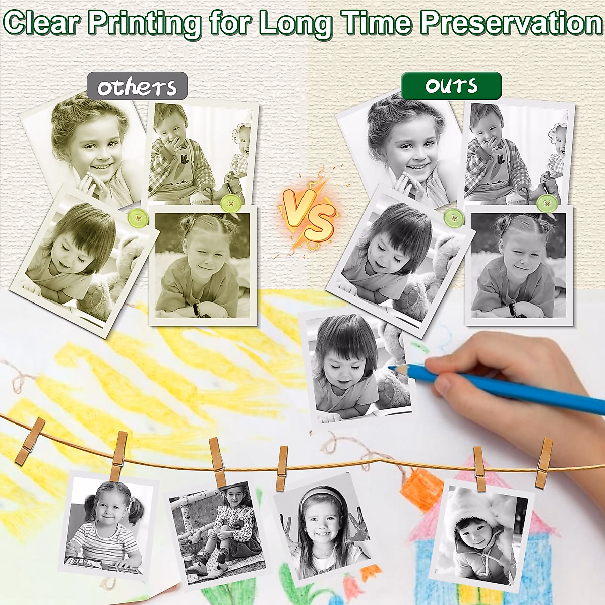 PROGRACE 6 Rolls Thermal Print Paper for Kids Instant Print Camera - Refill Print Paper Set for Kids Camera Inkless Paper for Most Kids Instant Camera 57 x 30 mm BPA Free