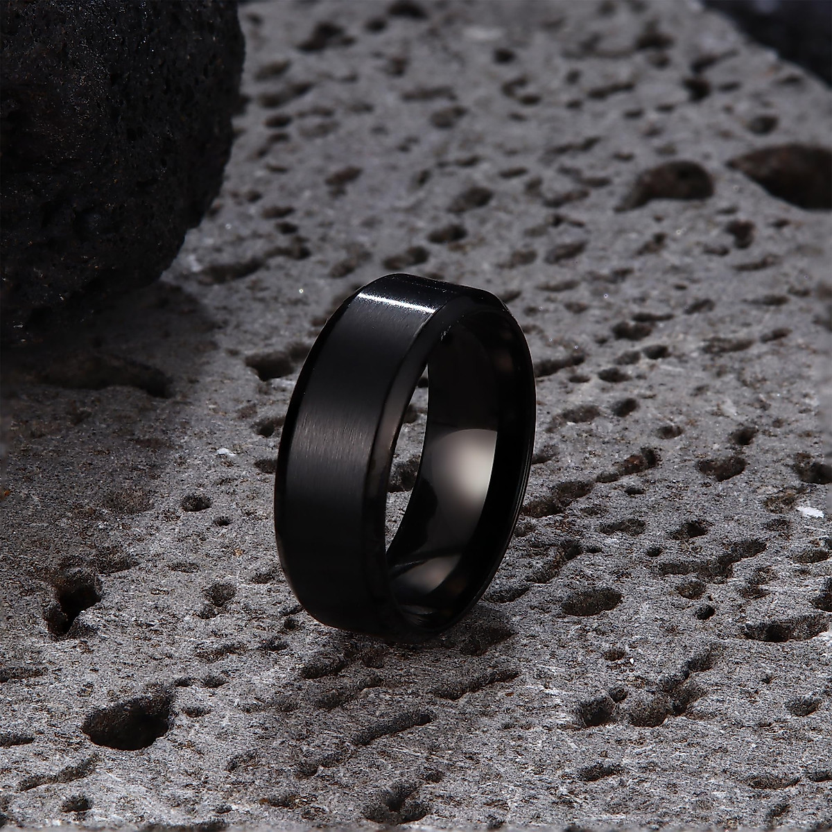 Jstyle Stainless Steel Rings for Men Wedding Ring Cool Simple Band 8 MM 3 Pcs A Set (9.5)