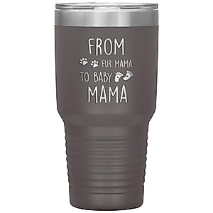 ODDITEES Cute Pregnancy Announcement For New Mom From Fur Mama To Baby Mama Laser Etched 30oz Stainless Steel Tumbler - Teal