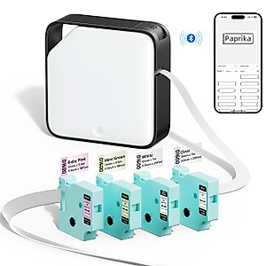 Vixic Label Maker Machine D1600, Portable Bluetooth Label Maker and Printer, Mini Sticker Labeler Compatible with Android & iOS Phone for organizing, Easy to Use Inkless Rechargeable, White-Black