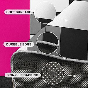 5x8 Area Rug, Abstract Red Grey Blocks Rug, Black White Geometric Multicolor Indoor Non Slip Print Rugs, Machine Washable Carpet for Living Room Bedroom Study Office Kitchen Dining Room Mat