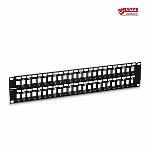 TRENDnet 48-Port Blank Keystone 2U HD Patch Panel, TC-KP48, 2U 19” Metal Rackmount Housing, HD Keystone Network Patch Panel, Recommended w/TC-K25C6 & TC-K50C6 Cat6 Keystone Jacks (Sold Separately)