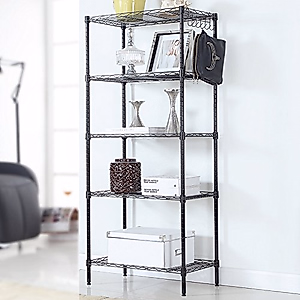 wenyuyu 5 Tier Storage Shelf Rack Black Metal Heavy Duty Wire Shelving Unit Organizer Shelves for Pantry Garage Closet Kitchen Laundry Bathroom