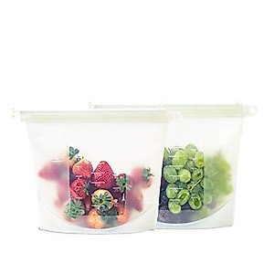 Silicone Slide n' Save Bags by Modfamily - (1.5 Liter) Reusable Eco Friendly & BPA Free - Airtight & Leak Proof (2 Pack)