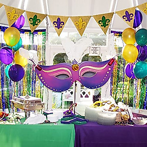 6ft Mardi Gras Burlap Banner Decorations DecorSea Glittering Fleur De Lis Totem Burlap Garland Pre-Assembled Spring Decorations Garlands for Mardi Gras Party