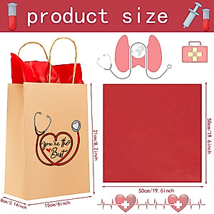 18 Brown Bags with Handles Reusable Brown Paper Gift Bags with 18 Sheet Tissue Papers Nurse Gift Bag Assorted Brown Paper Bags Nurses Week Bags Craft Bags for Nurse Party Supplies Shopping Boutique