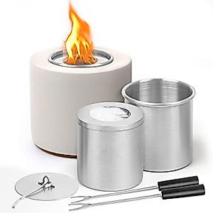 Tabletop Fire Pit, Fire Bowl with 2 Roasting Sticks | Small, 91% Isopropyl Alcohol Mini Fire Pits for Balcony, Patio Décor -Portable Fire Pit for Camping and Hiking | Smores Kit