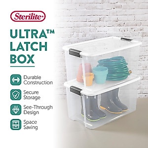 Sterilite 70 Quart Ultra Clear Plastic Stacking Storage Container Tote with Latching Lid for Home Organization in Garage, Attic, or Closets, 20 Pack