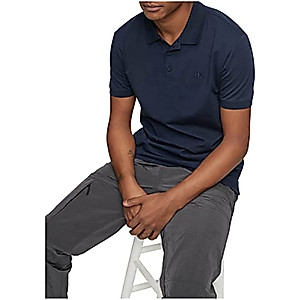 Calvin Klein Men's Smooth Cotton Monogram Logo Polo Shirt, Dark Sapphire, Large