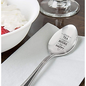 Drink Tea Read Books Spoon-Tea Lover Spoon - Book Lover Gift - Reader Gift-Tea Drinker Present-Graduation Gift- Do Well Exam Theme