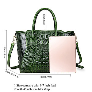 PIJUSHI Designer Crocodile Handbags for Women Genuine Leather Purses Top Handle Shoulder Bag (6082 Purple)