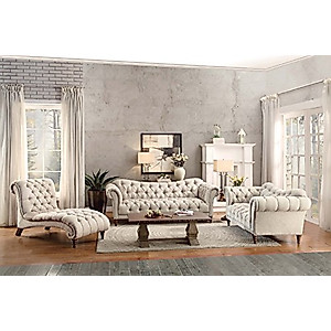 Homelegance St. 30" Claire Fabric Chesterfield Chaise, Almond Brown