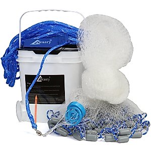 Drasry Saltwater Fishing Cast Net 3/8 and 1/4 Mesh with Heavy Duty Gray Sinker American Monofilament Fish Throw Net for Bait Trap 3FT 4FT 5FT 6FT 7FT 8FT 9FT Radius 3/8, 3FT Radius /90cm