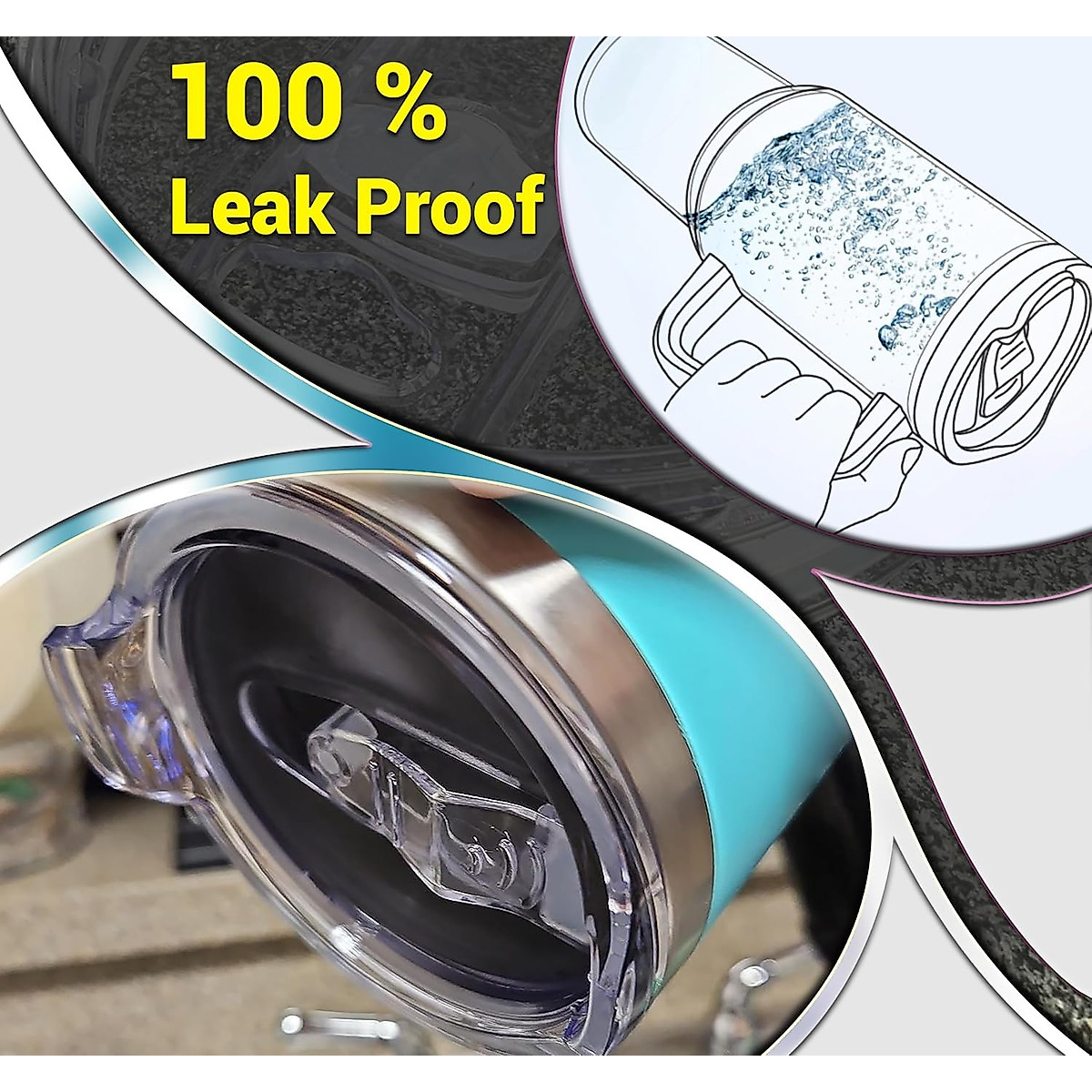 RAHATBEE 40 oz Tumbler with Handle and Straw Lid, 100% Leak-Proof Travel Coffee Mug, Reusable Stainless Steel Insulated Cup for Beverages, Keeps Cold for 34Hrs or Hot for 12Hrs (Blue-Purple)