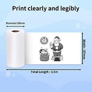 Mini Printer Sticker Photo Paper Compatible with Suave Anycash Cabaro Cudinham Peripage A6 TP6S Printer Paper Sticker Pocket Thermal Paper 57mm x30mm White Self-Adhesive for Photo Journal Notes Memo