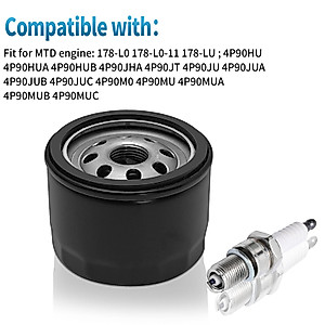 SYOWADA 951-12690 Oil Filter Replacement For MTD 178-L0 178-L0-11 178-LU, 751-11501 Oil Filter With Spark Plug Replacement For 4P90JT 4P90JU 4P90JUA
