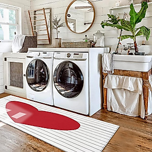 Teamery Kitchen Mats for Floor, Red Heart Kitchen Rugs, Kitchen Organization 2pcs Kitchen Mat, Kitchen Decor Runner Rug, Anti-Fatigue Mats for Kitchen Floor, Kitchen Gadgets