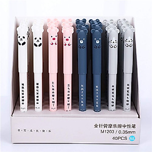 8pcs Cute Kawaii Cartoon Cat Pig Bear Panda Animal Gel Ink Pen Ballpoint 0.35mm Student Pens Rollerball Pens For Student Gift Stationery Office Supplies, Erasable Pen Friction Erasable Pen (Black Ink)
