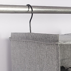 DonYeco Hanging Closet Organizer, Easy Mount Collapsible 3-Shelf Camper Closet Wardrobe Hanging Storage Shelves, Folded Clothes Towels Handbag Shoes Accessories Storage, Linen Cloth, Gray