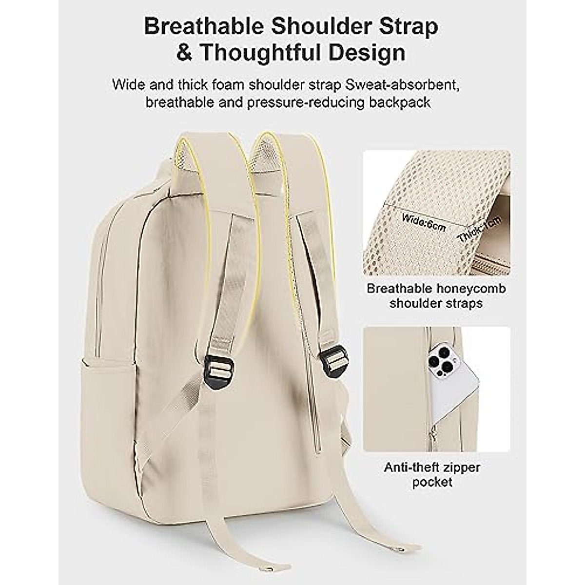 bergsalz White Laptop Backpack For Women Men Travel Backpack Carry On Backpack Casual Daypack Backpacks Lightweigt Waterproof College Essentials Backpack Work Teacher Backpack Purses For Women