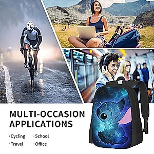 Stitch Cartoon Anime Backpack For Large Capacity Portable Anime Laptop Bag Cute Lightweight Outdoor Travel Laptop Backpack