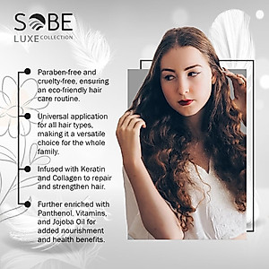 SOBE LUXE - Smoothing Shampoo for All Hair Types, Sulfate Free 10 Oz - Moisturizes, Strengthens, Protects Color and Repair - With Panthenol and Amino Acids