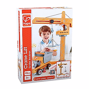 Hape Playscapes Crane Lift Playset| Construction Truck Vehicle Playset for Kids