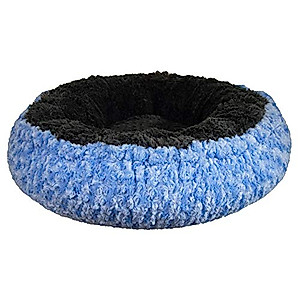 Bessie and Barnie Blue Sky/Wolfhound Grey Luxury Shag Ultra Plush Faux Fur Bagelette Pet/Dog Bed (Multiple Sizes)